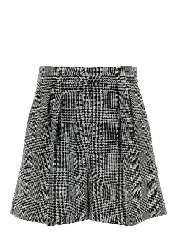 Max Mara Embroidered Plaid Wool Shorts - Checked