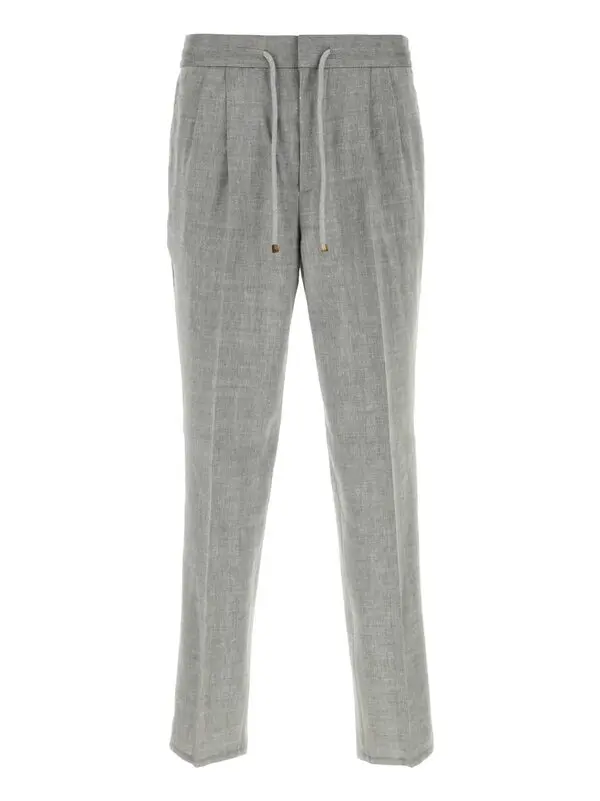 Brunello Cucinelli Linen-blend Tailored Dress Pants - Grey