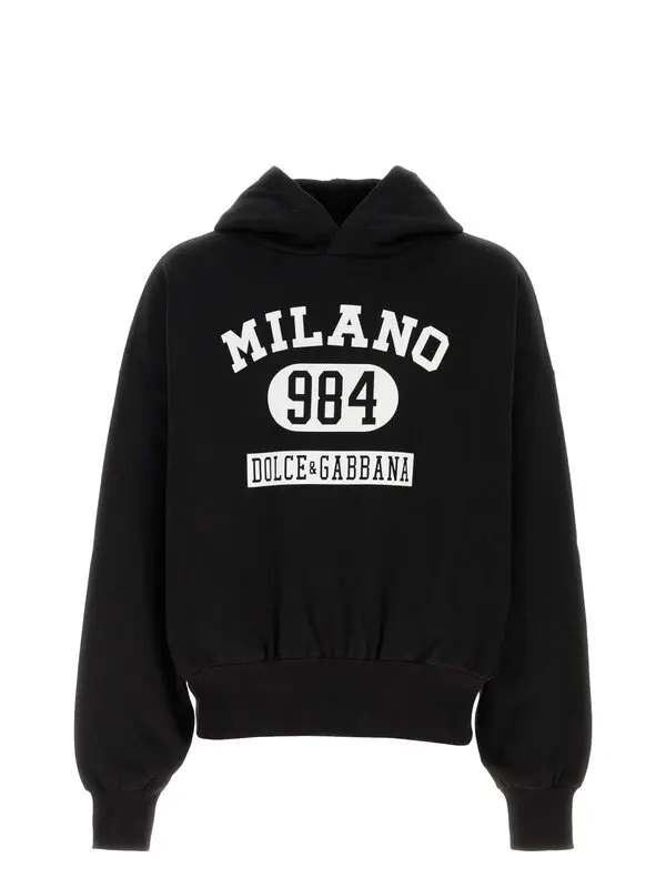 Dolce & Gabbana Milano 984" Graphic Cotton Sweatshirt - Black
