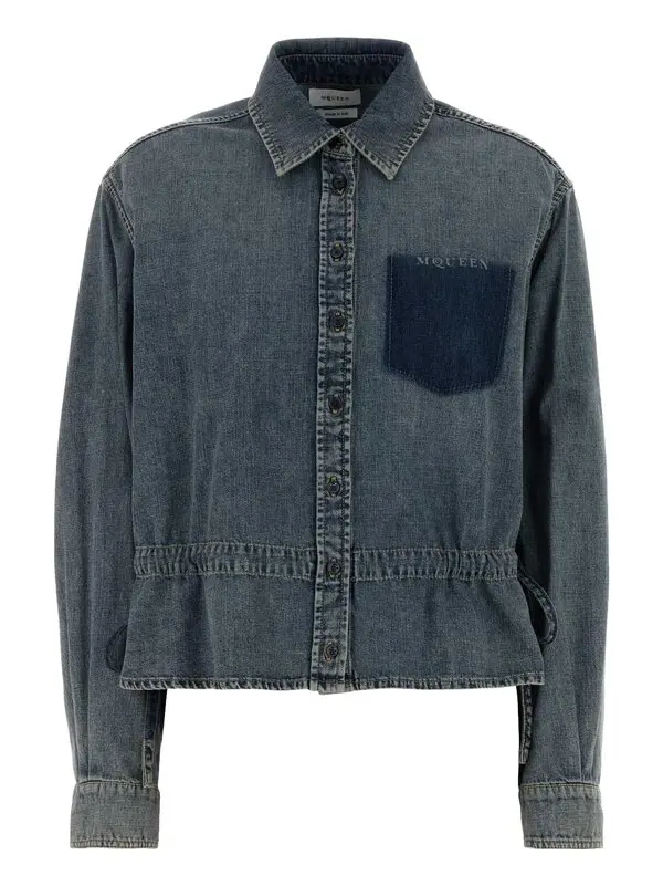 Alexander McQueen Classic Denim Shirt With Pocket Detail - Blue