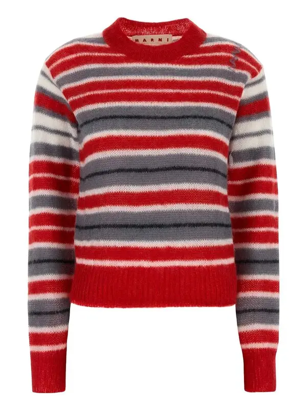 Marni Embroidered Mohair-blend Sweater - Stripped