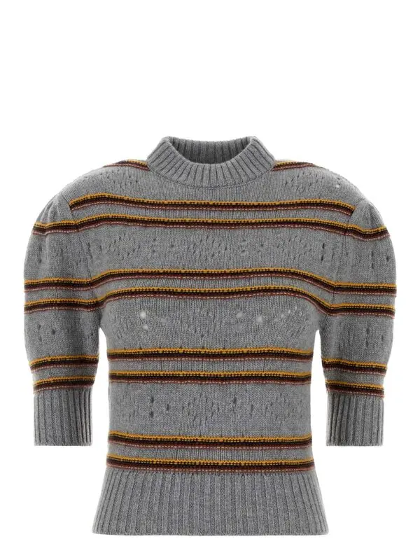 Marni Striped Cashmere Sweater With Embroidered Detail - Stripped