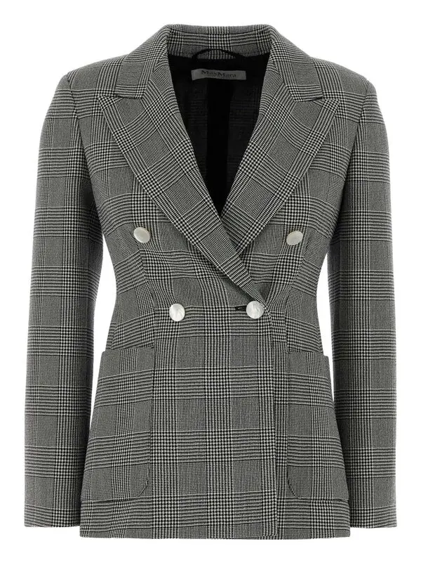 Max Mara Double Breasted Wool Blazer - Checked