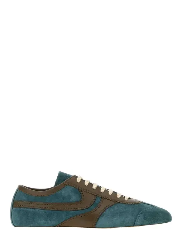 Dries Van Noten Contrast Suede And Leather Lace-up Sneakers - Multicoloured