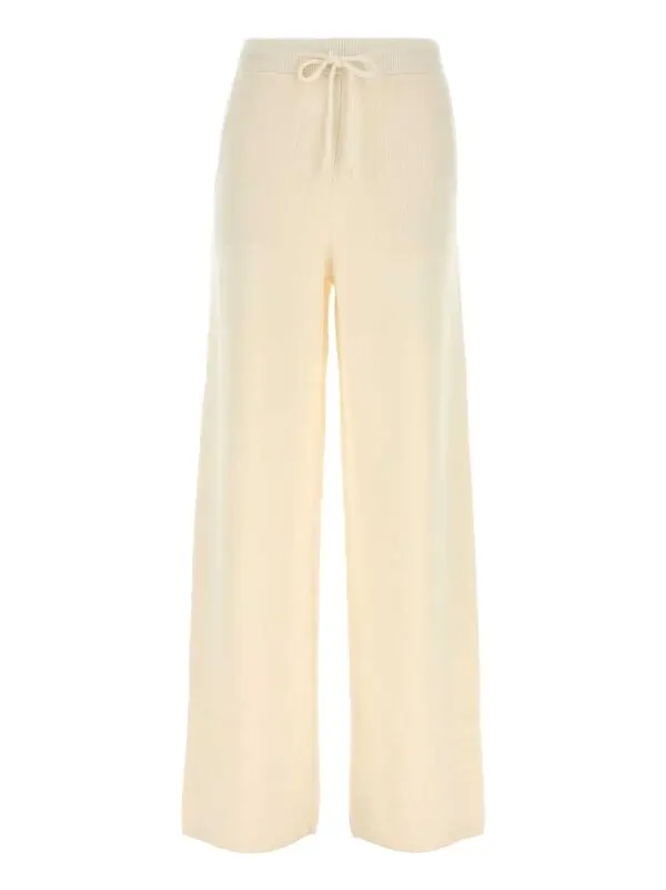 Max Mara 100% Cashmere Wide Leg Drawstring Pants - Yellow