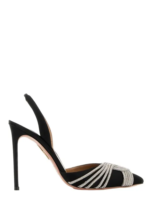 AQUAZZURA Gatsby Sling 105 Satin Pumps - Black