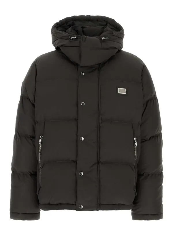 Dolce & Gabbana Nylon Blend Down Jacket With Hood - Black