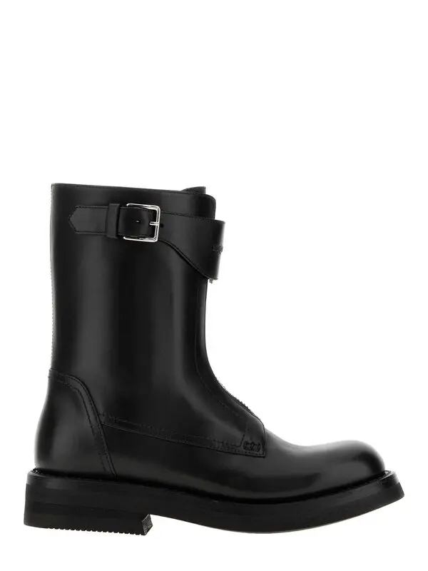 Alexander McQueen Leather Biker Boots - Black