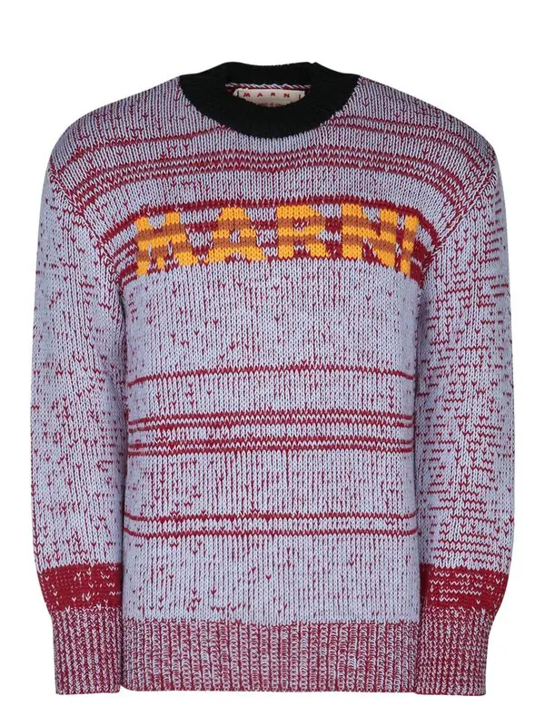 Marni Striped Cotton Knit Pullover - Irisblue