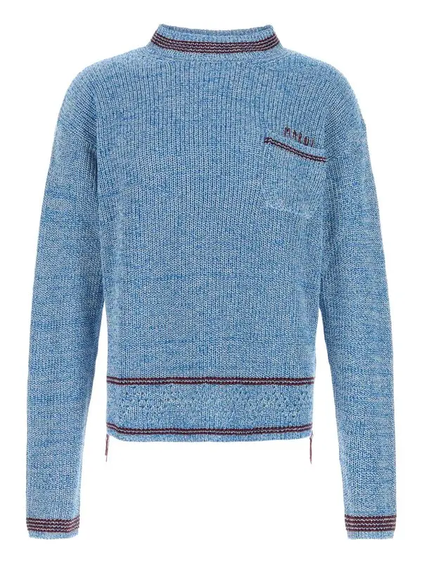 Marni Melange Cotton Knit Sweater - Light Blue