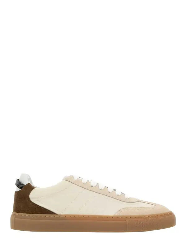 Brunello Cucinelli Fabric And Suede Lace-up Sneakers - Multicoloured