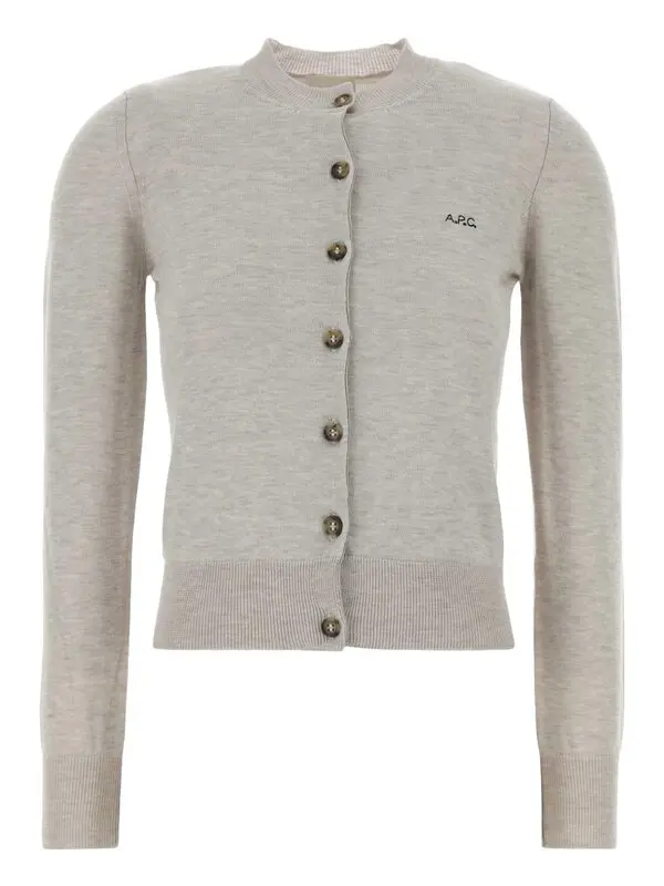 A.p.c. Rosa Melange Wool-blend Cardigan - Grey