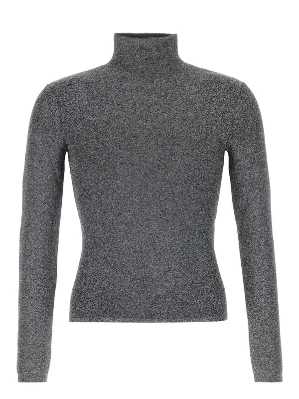 Gucci Turtleneck Metallic Knit Sweater - Black