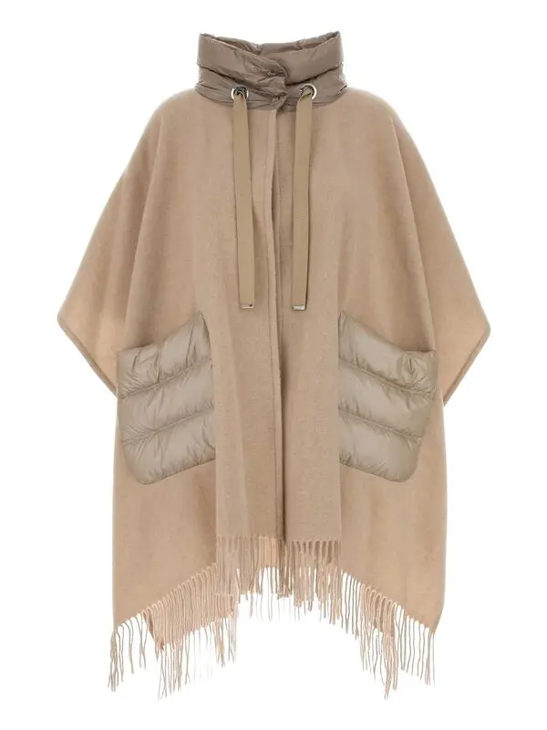 Herno Wool & Cashmere Blend Cape Coat With Padded Pockets - Pink