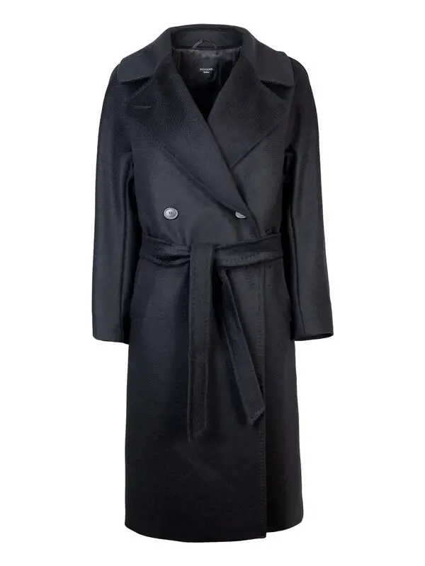 Max Mara Double-breasted Belted Wool Coat - Nero
