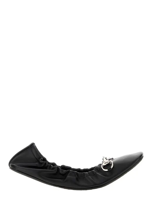 Gucci Leather Prima Ballerinas - Black