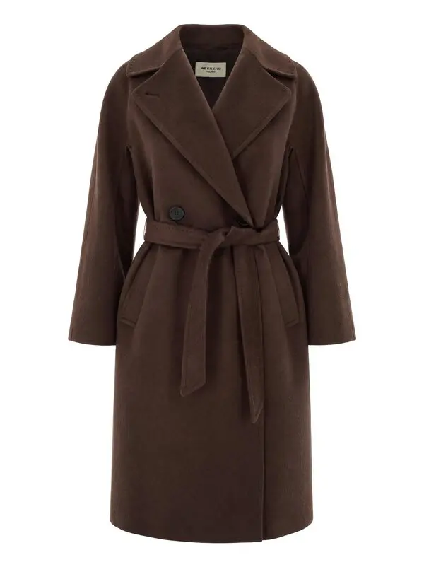 Max Mara Double-breasted Belted Wool Coat - Marrone Scuro