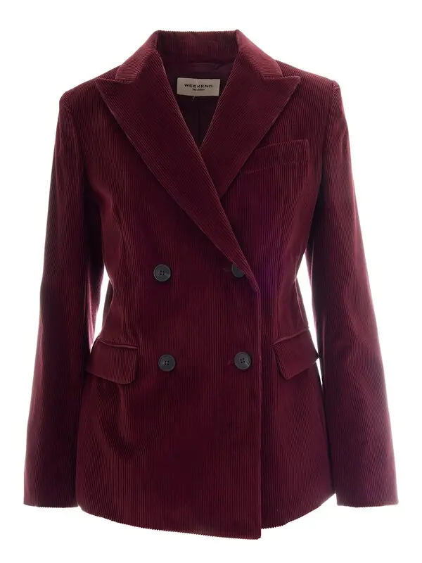 Max Mara Double-breasted Corduroy Blazer - Bordeaux