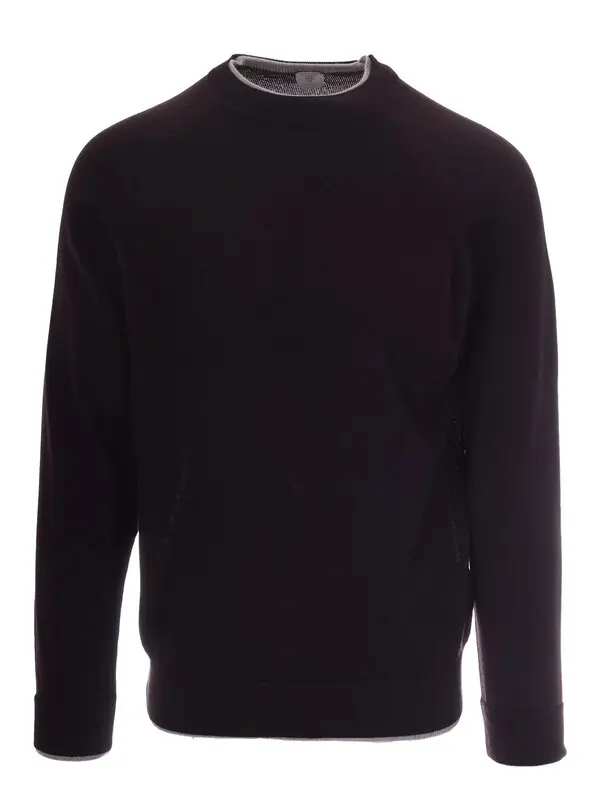 Eleventy 100% Wool Crewneck Sweater - Bordeaux E Gr Chiaro