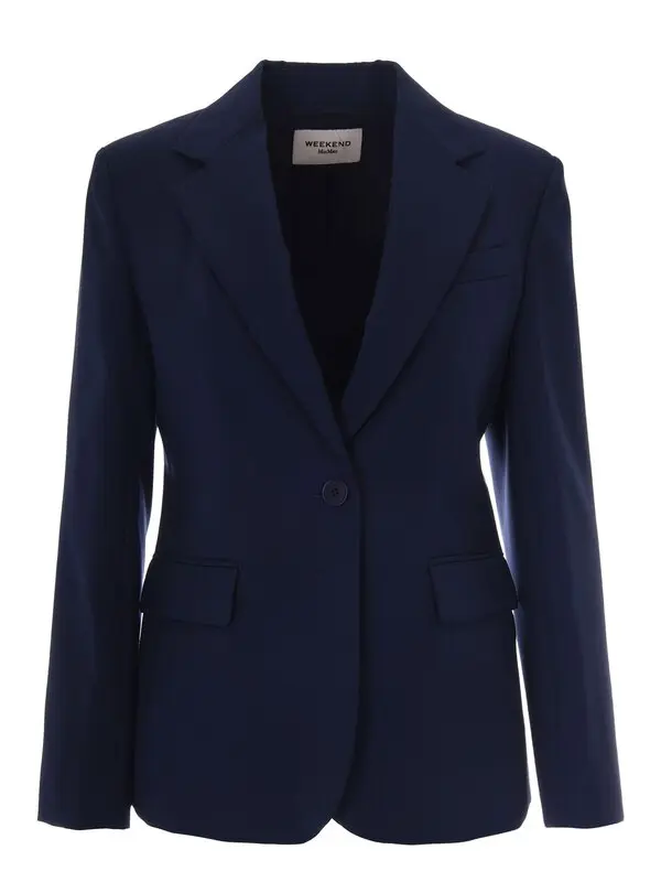Max Mara Tailored Single-breasted Blazer Jacket - Blu