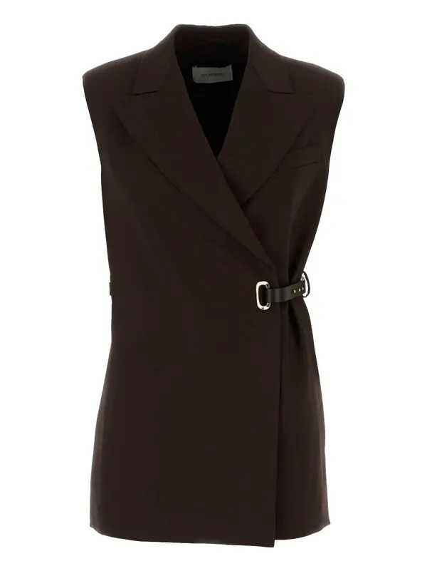 Sportmax Sleeveless Vest With Belted Detail - Brown