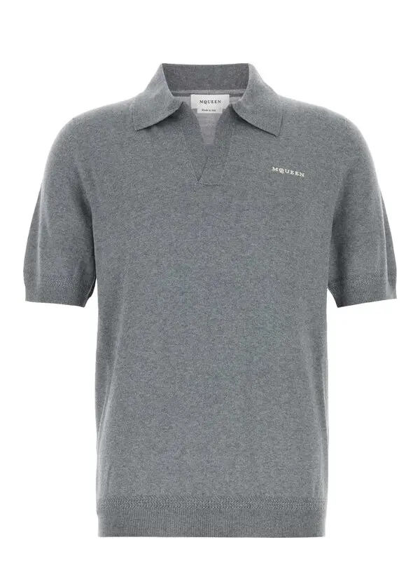 Alexander McQueen Wool Polo Shirt - Grey
