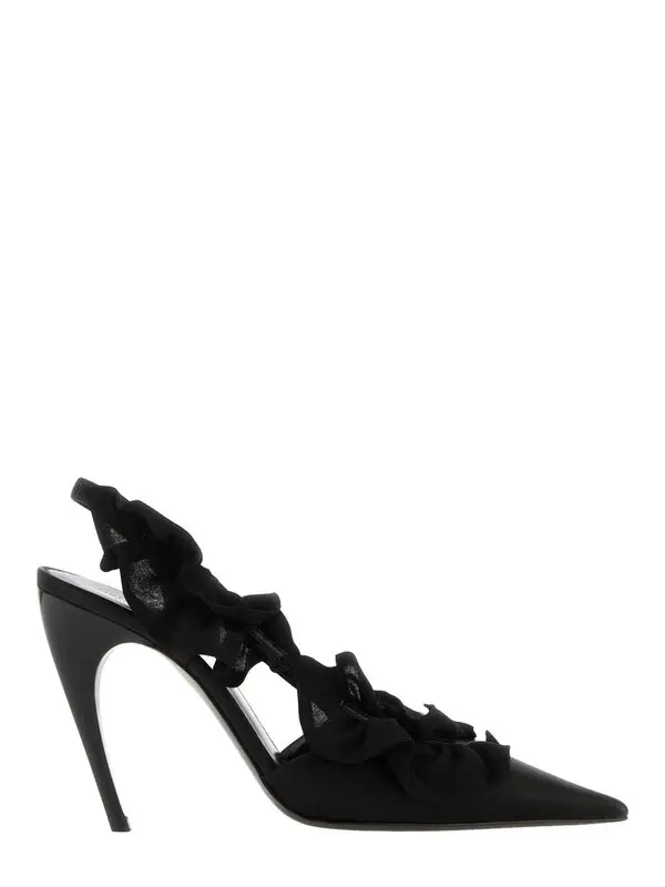 NENSI DOJAKA Satin Ruffled High Heel Pumps - Black