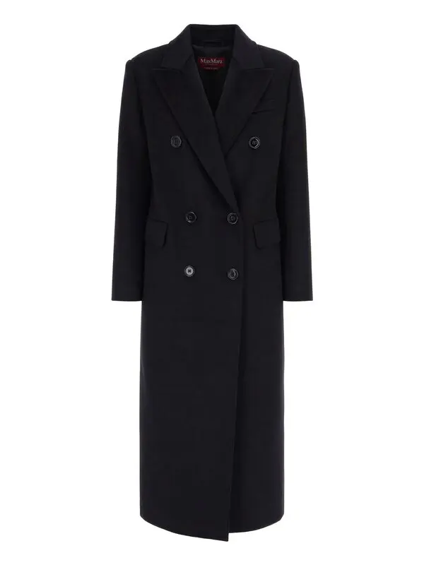 Max Mara Double-breasted Tailored Long Coat - Nero