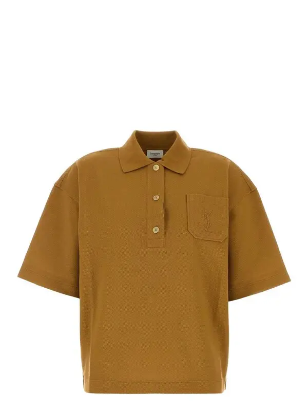 Saint Laurent Oversized Cotton Piquet Polo Shirt - Yellow
