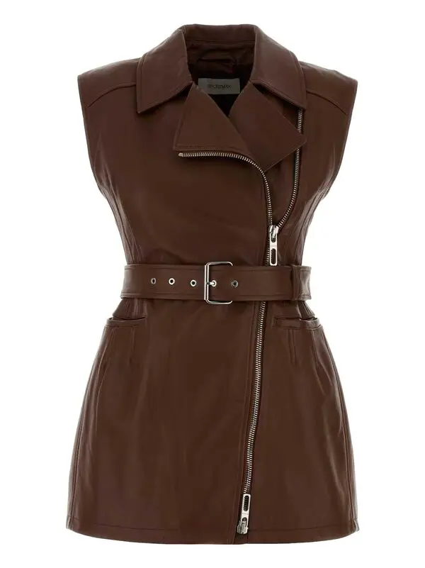 Sportmax Lamb Leather Vest - Brown