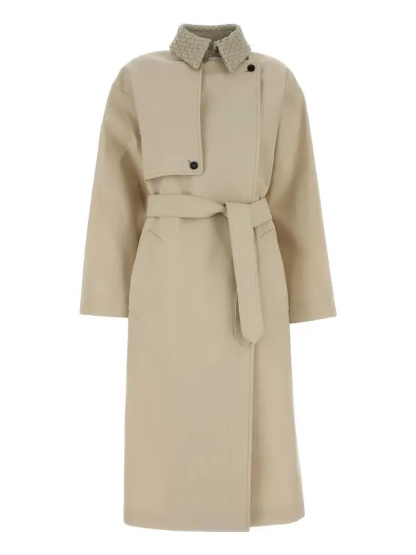 Bottega Veneta Embroidered Wool-blend Trench Jacket - Stripped