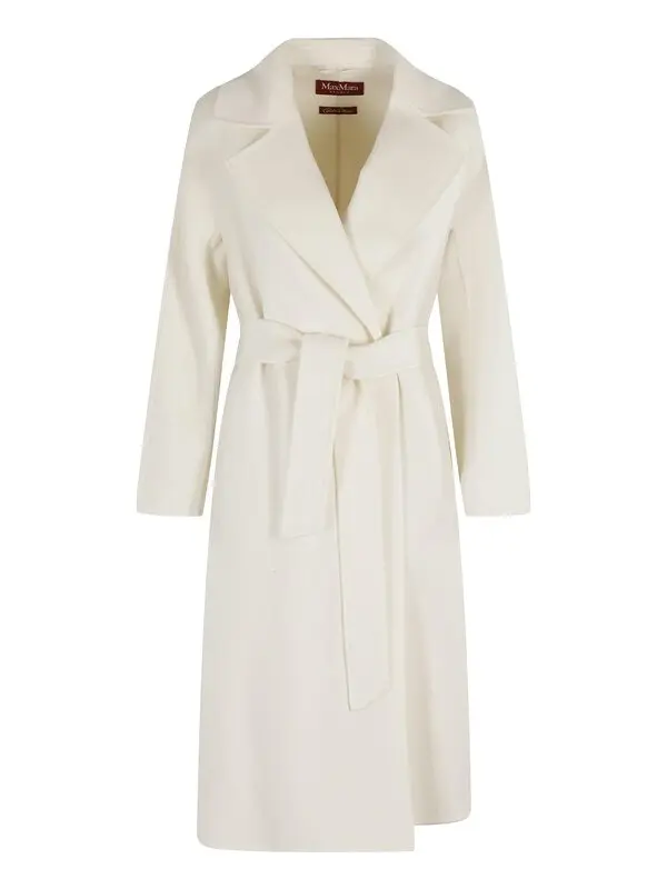 Max Mara Belted Wool Blend Wrap Coat - Bianco