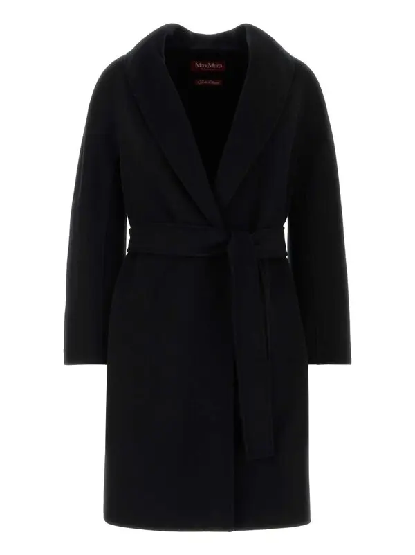 MM STUDIO Wool Blend Belted Jacket With Silk And Cashmere - Black