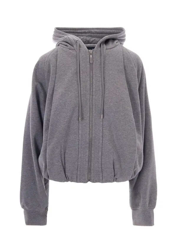 Sportmax Zip-front Cropped Hoodie - Grigio Medio