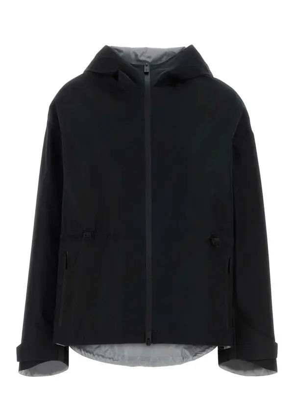 Herno Polyester Hooded Windbreaker Jacket - Black