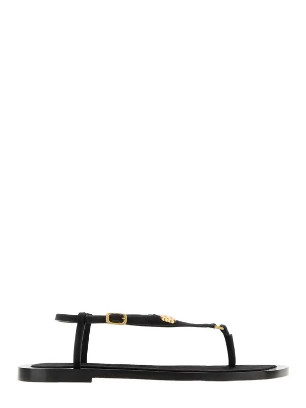 Balenciaga Riva Thong Leather Sandals - Black