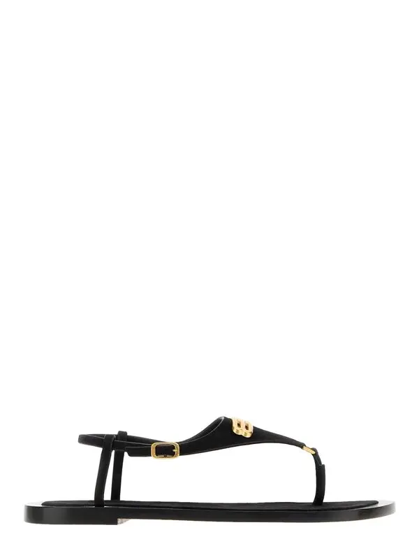 Balenciaga Suede Riva Thong Sandals - Black