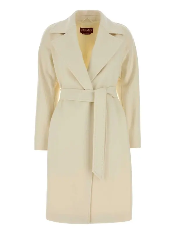 MM STUDIO Wool Ravenna Jacket With Belted Waist - White