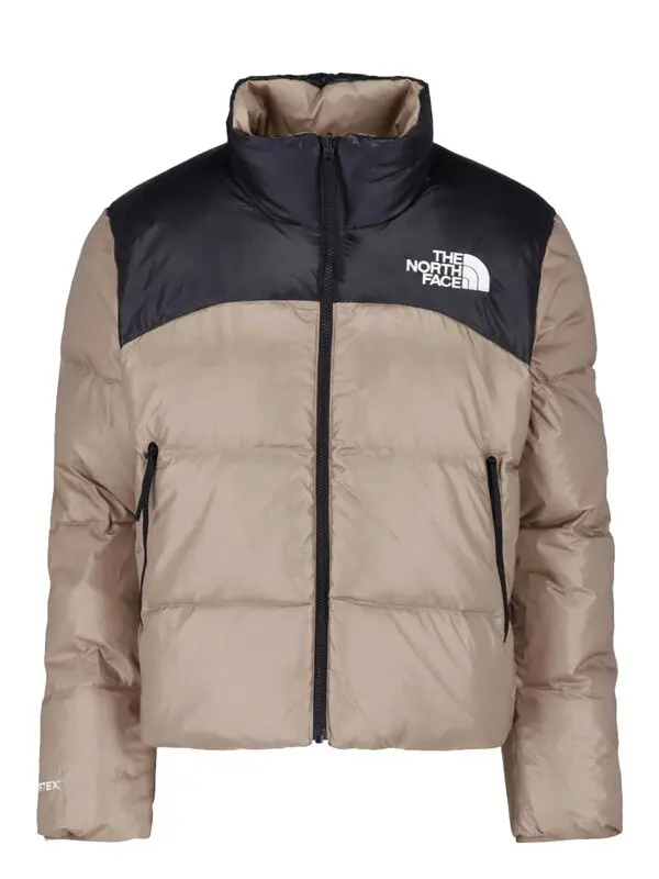The North Face Padded Quilted Stand Collar Zip Up Jacket - Brown