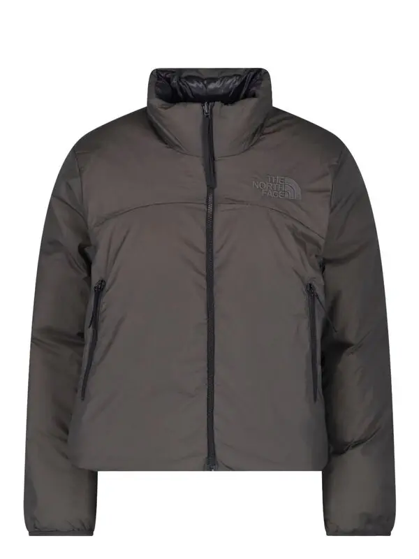 The North Face Padded Quilted Stand Collar Zip Up Jacket - Grey