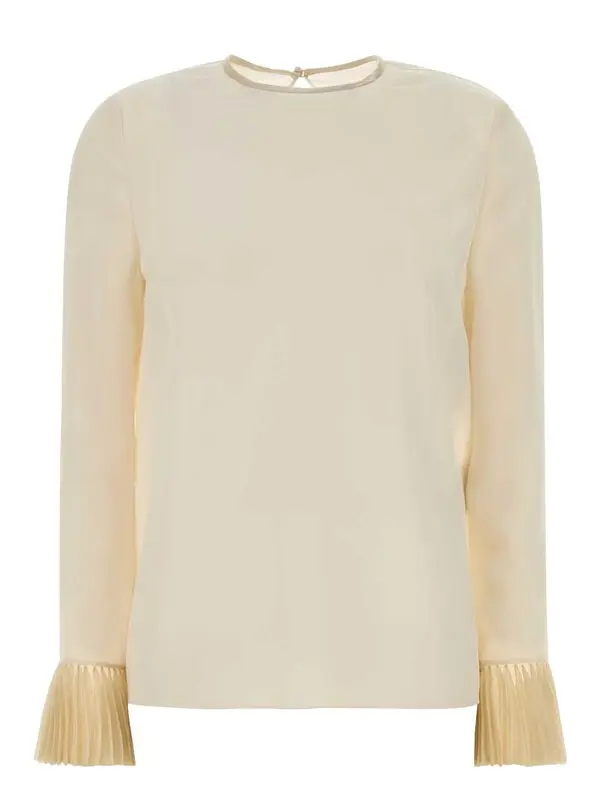 Valentino Garavani Silk Crepe Blouse With Pleated Cuffs - White