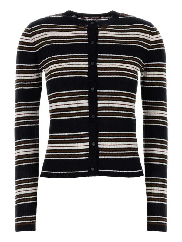 MM STUDIO Embroidered Silk-blend Striped Cardigan - Stripped