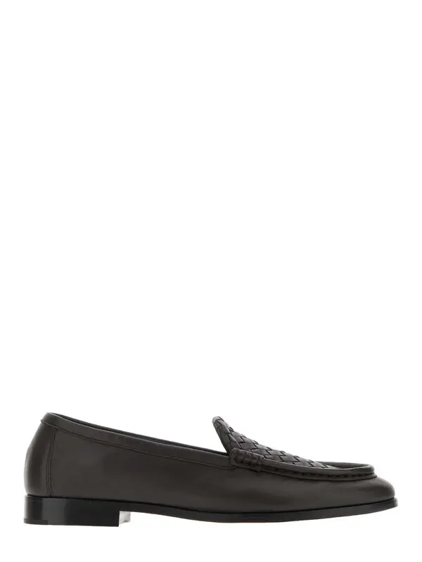 Bottega Veneta Lamb Leather Slip-on Loafers With Woven Detailing - Brown