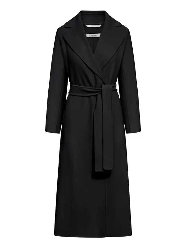 Max Mara Wool Wrap Coat With Tie Belt - Nero