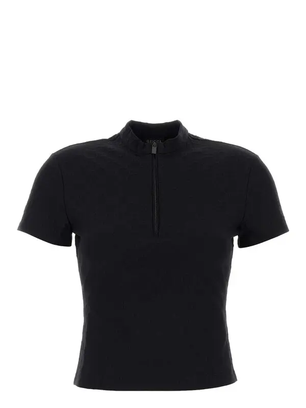 Gucci Gg Jacquard Knit Top - Black