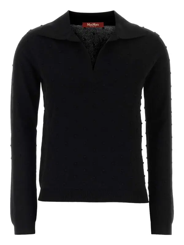 MM STUDIO Colono Polo Shirt In Viscose Blend - Black