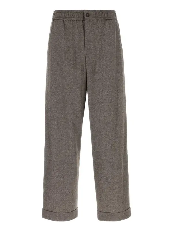 Giorgio Armani Melange Wool-blend Trousers - Brown