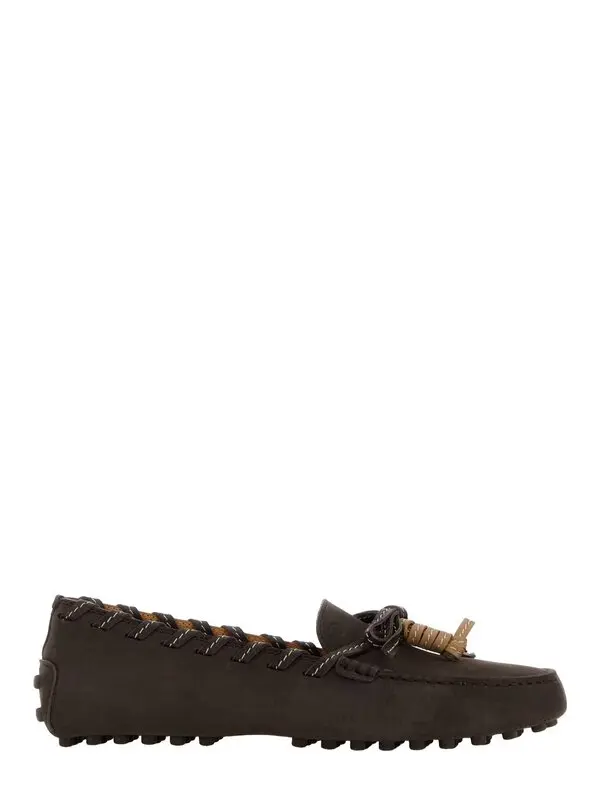 TOD`S Tod's Suede Loafers With Tie Fastening - Brown