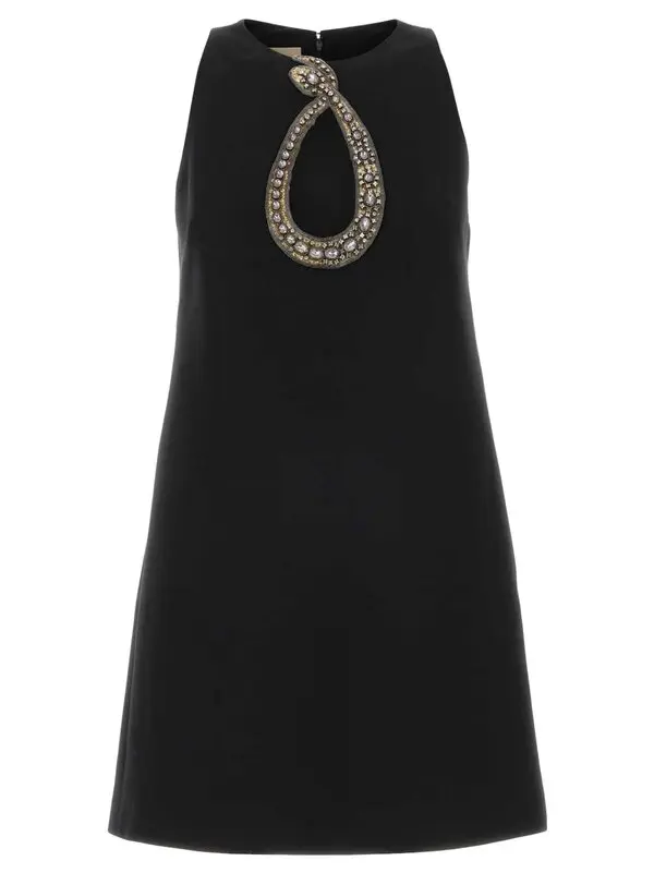 Valentino Garavani Embellished Crepe Mini Dress - Black