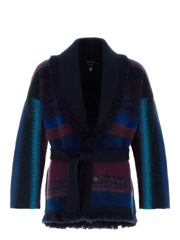 GIORGIO ARMANI X ALANUI Embroidered Shawl Collar Cardigan - Stripped